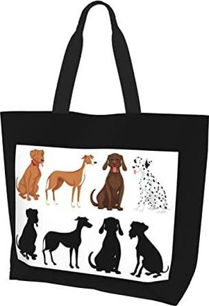 AOOEDM Sac &agrave; provisions r&eacute;utilisable en toile pour dames Color Dog