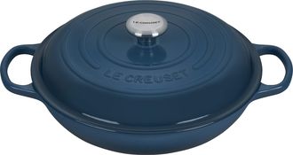 LE CREUSET Le Creuset Signature Gusseisen Gourmet-Profitopf, Rund, Ø 30 cm, 3,5 l, Für alle Herdarten inkl. Induktion geeignet, 5,555 kg, Deep Teal, 211803064224
