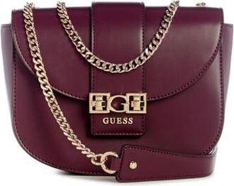 Guess Jane Sac &agrave; main convertible &agrave; rabat pour femme, Vin, One Size, Jane - Rabat bandouli&egrave;re convertible