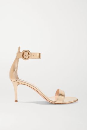 Gianvito Rossi Sandales En Cuir Métallisé Portofino 70 - Doré