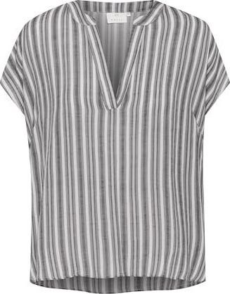 Kaffe Womens Blouse V-Notch Neck Short Sleeves Relaxed Fit Hip Length