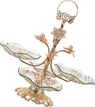 Lurrose Retro Glas Obstschale Mehrst&ouml;ckig Elegantes Desserttablett f&uuml;r Nachmittagstee Vielseitiges Aufbewahrungstablett f&uuml;r Snacks und S&uuml;&szlig;igkeiten Stilvolle D