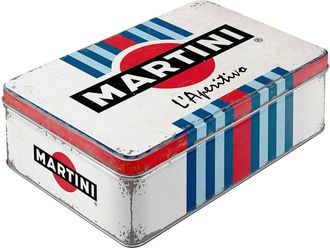 Nostalgic Art Retro Vorratsdose Flach, 2,5 l, Martini - LAperitivo Racing Stripes - Geschenk-Idee als Bar-Zubehör, Original Lizenzprodukt (OLP), Blech-Dose mit Deck