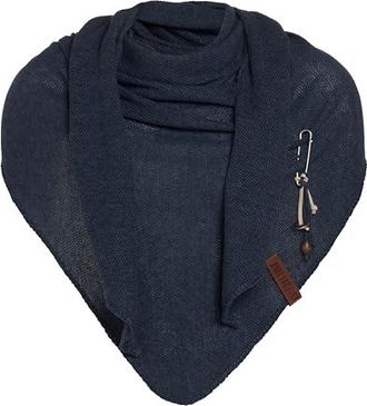 Knit Factory Lola Ch&acirc;le Tricot&eacute; - Foulard Triangle - Foulard femme pour le printemps et l&eacute;t&eacute; - &Eacute;charpe Femme - Ch&acirc;le Femme - &Eacute;charpe en coton et acrylique - Navy -
