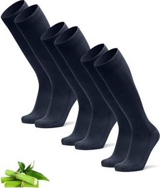 Danish Endurance Chaussettes Montantes en Fibre de Bambou Ultra Douce, Hautes, Homme Femme, 3 ou 6 Paires, Bleu Marine, 39-42