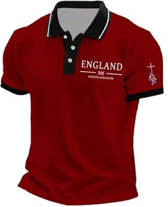 Generic Polo &agrave; manches courtes pour homme - Coupe ajust&eacute;e - S&eacute;chage rapide - Respirant - Haut de golf - Tennis - Drapeau britannique - Chemise de loisirs - Co