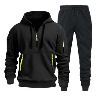 Generic Homme Surv&ecirc;tements, Sweat Pull Manches Longues Et Pantalon De Jogging 2 Pi&egrave;ces, Baggy Et Surdimensionn&eacute;, Streetwear Gym &Eacute;l&eacute;gant Couleur Unie Pour Auto