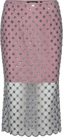 Rotate Rotate Birger Christensen, Femme, Jupes, Rose, Taille: 38 FR Jupe midi &agrave; sequins et mesh floral