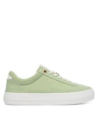 Tommy Hilfiger Sneakers Washed Canvas Platform Trainers FW0FW09172 Gr&uuml;n