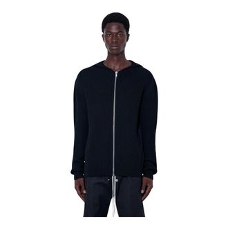 Rick Owens Ribbed Knit Zip Hoodie - - Sweatshirts & Hoodies - Herren - Schwarzk - L