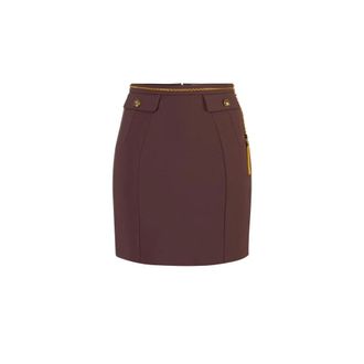 Elisabetta Franchi Rock in doppellagigem Cr&ecirc;pe-Stoff mit Schmuckkette - - Skirts - Damen - Braun - S