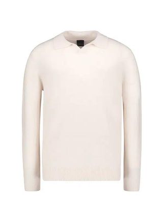 Bugatti Herren Pullover wei&szlig; Alpaka-Wolle unifarben