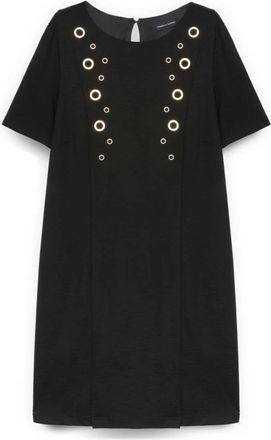 Fiorella Rubino Femme, Robes, Noir, Taille: 48 FR Robe Point Milano avec OEillets