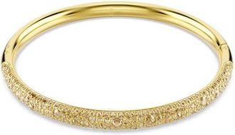 Swarovski Bracelet-jonc, de la collection Sublima, à moitié pavé de cristaux Zirconia ton or de tailles variées, et un placage de ton or, taille M