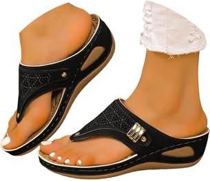 Generic Pantoufles orthop&eacute;diques confortables pour femme avec soutien de la vo&ucirc;te plantaire, tongs &agrave; bout ouvert pour femme, sandales plates d&eacute;t&eacute; habill&eacute;es 20