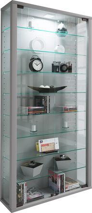 VCM Wandvitrine Sammelvitrine Glasvitrine Wand Vitrine Regal Schrank Glas ohne Beleuchtung Silber Vitrosa Maxi