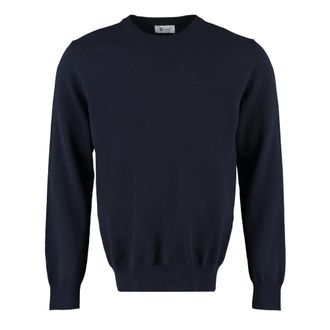 THE (ALPHABET) Kaschmir-Strickpullover mit Rippenb&uuml;ndchen - - Knitwear - Herren - Blau - S