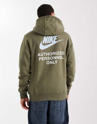 Nike Sweat &agrave; capuche &agrave; imprim&eacute; et logo virgule au dos - Kaki-Vert
