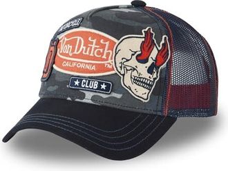 Von Dutch Casquette Homme & Femme, Casquette Trucker Patches, Ajustable, Bleu Taille TU