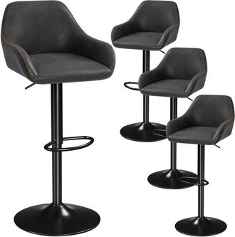 Yaheetech Tabourets de Bar Lot de 2 Pivotant R&eacute;glable en Hauteur Rotatif sur 360&deg; Chaises de Bar avec Rev&ecirc;tement en Similicuir Tabourets Hauts avec