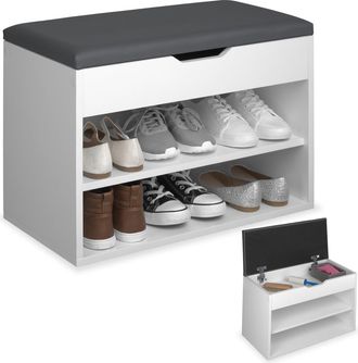 TecTake Schuhschrank mit Sitzbank, Schuhregal, Sitzbank mit Stauraum, Garderobe, Garderobenschrank, Schuhbank mit Sitzfl&auml;che, Sitzkissen Bank, Kommode Flur