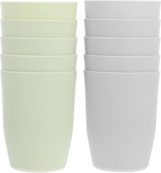 NUOBESTY 10 St&uuml;ck Zahnputzbecher aus Robustem Pp Stapelbare Mundsp&uuml;lbecher in Gr&uuml;n und Grau Praktischer Reise und Trinkbecher f&uuml;rs Badezimmer