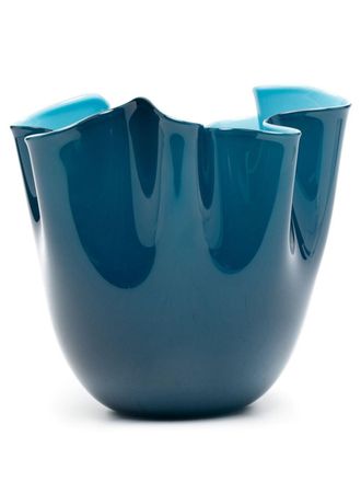 VENINI vase bicolore Opalino en porcelaine - Bleu