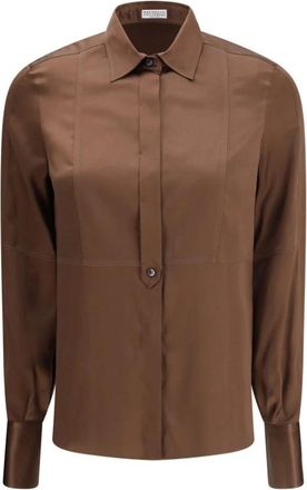 Brunello Cucinelli Seidenbluse - - Blouses & Shirts - Damen - Braun - S
