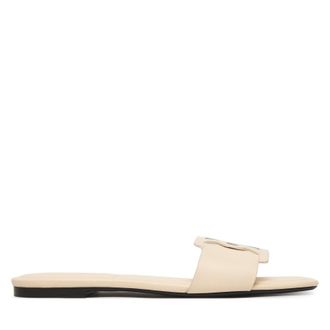 Calvin Klein Pantoletten Calvin Klein Square Flat Sandal Emblem HW0HW03128 &Eacute;cru