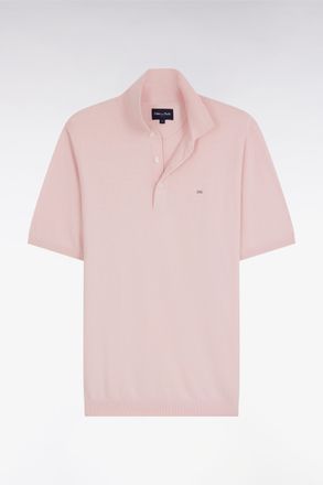 Eden Park Pull Col Polo En Coton Et Soie M&eacute;lang&eacute;s Rose Coupe Droite