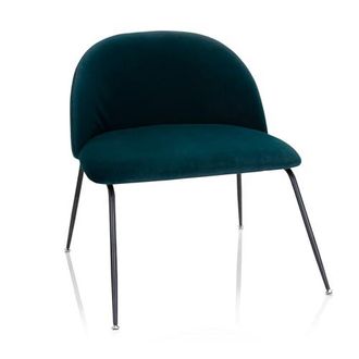hjh OFFICE VELVO 645055 Fauteuil Visiteur rembourr&eacute; en Velours avec Pieds en m&eacute;tal Bleu p&eacute;trole