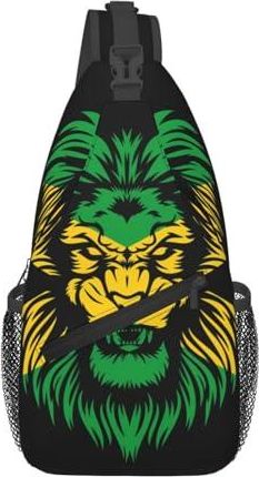 Generic T&ecirc;te De Lion Du Drapeau Jama&iuml;cain Sac &Agrave; Bandouli&egrave;re D&eacute;contract&eacute; Pochette Epaule L&eacute;ger Sac Banane Pour Sport Randonn&eacute;e Voyage