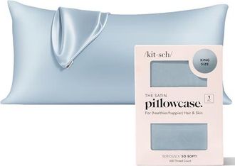 Kitsch Satin-Kissenbezug, King-Size, weicher als Maulbeerseide-Kissenbezug für Haar und Haut, atmungsaktiv, glatt, kühlende Kissenbezüge mit Reißverschluss, 