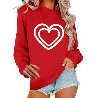 Generic Pull Femme Automne Hiver Sweatshirt Col Rond Manches Longues Pull Femmes Haut Sweatshirts Sans Capuche Chemisier Tops Saint-Valentin Femmes Sweater Ma