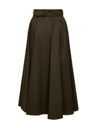 Burberry Womens Juniper Green Gabardine Midi Trench Skirt Cotton