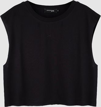 Jeanne Vouland Débardeur Lopi Crop Coton Organique Noir