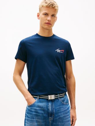 Tommy Jeans T-Shirt TOMMY JEANS TJM SLIM FIT SIGN CHEST, Herren, Gr. 4XL, schwarz night navy, Single Jersey, Obermaterial: 100% Baumwolle, unifarben, slim fit nor
