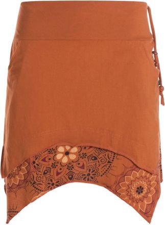 vishes Alternative Bekleidung - Damen Mini-Rock Baumwolle Mandala-Druck extra breiter Bund mit Kordel-Zug und Taschen orange 40-42