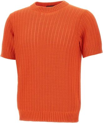 FILIPPO DE LAURENTIIS Homme, Pulls, Orange, Taille: 2XL Pull &agrave; Manches Courtes et Col Rond