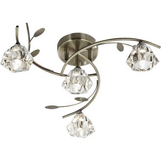 Searchlight Searchlight - Plafonnier sierra - 4L faible hauteur, laiton antique, verre transparent GU10 4x33W maxi
