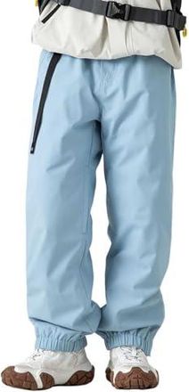 Generico Baggy Pantalon de ski dhiver chaud doublé coupe-vent imperméable pour homme, bleu clair, XL