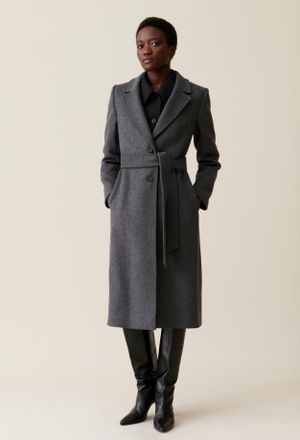 Claudie Pierlot Manteau long ceinture gris