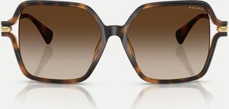 Ralph Lauren eckige Sonnenbrille mit braunen Gl&auml;sern in gl&auml;nzendem dunklem Havanna