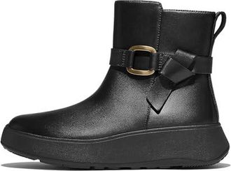 FitFlop Femme F-Mode Square-Ring Leather Flatform Ankle Boots Bottine, Noir, 38.5 EU