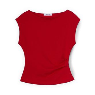 Motivi Haut avec drap&eacute; lat&eacute;ral - Femme - Blouses et Chemises - Rouge - Taille: 36 FR