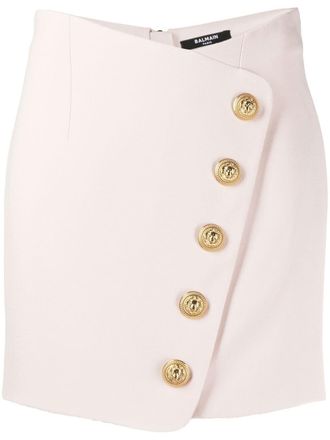 Balmain minijupe portefeuille &agrave; design asym&eacute;trique - Rose