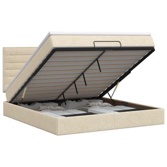 vidaXL Letto Ottomano Con Materasso Crema 160 X 200 Cm Tessuto Vidaxl