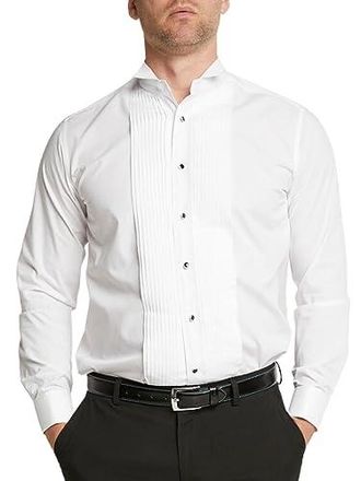 Double TWO Double Two Hommes Couture Pli Chemise Col Cass&eacute; Habill&eacute; (5002) - Blanc, (Col 15.5 / Poitrine 40-42)