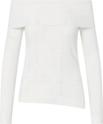 Liu Jo Maglia Chiusa Scollo Schiffer - Femme - Pulls - Blanc - Taille: 36 FR