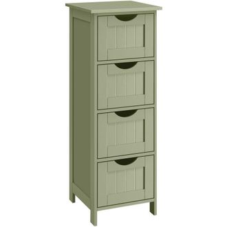 Vasagle Vasagle - Meuble de Salle de Bain, Meuble de Rangement, Armoire sur Pied, avec 4 Tiroirs, 30 x 30 x 82 cm, pour Salle de Bain, Salon, Salle &agrave; Manger